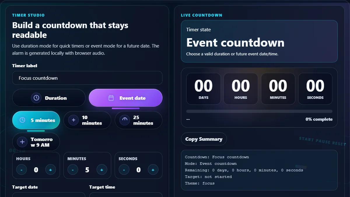 Countdown Timer Online - Custom Event and Fullscreen Timer