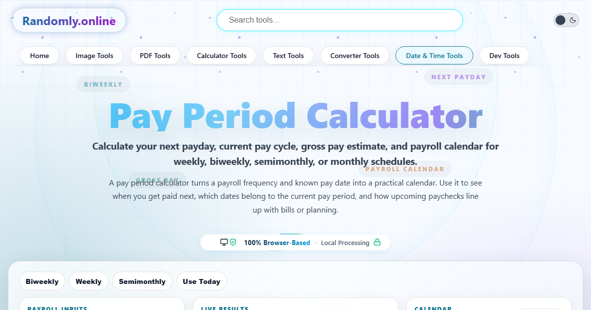 Pay Period Calculator - Payroll Calendar & Paydays