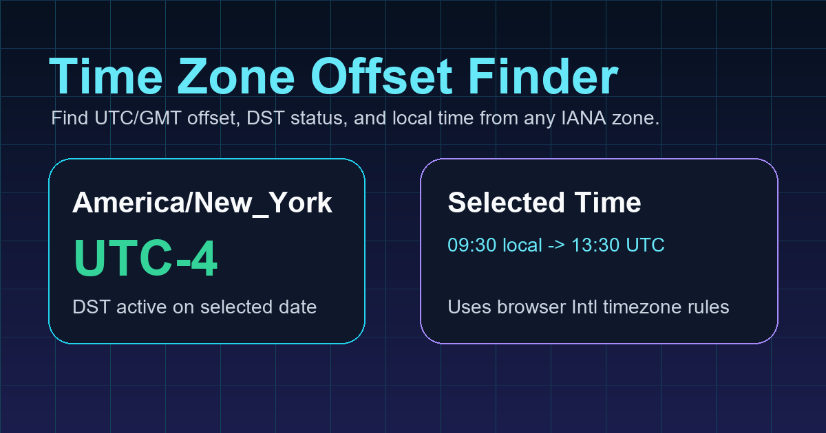 Time Zone Offset Finder - UTC & GMT Offset Tool